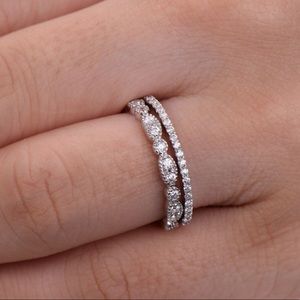 Jewelry | 2pcs Solid 925 Silver Wedding Bands Stackable Ring | Poshmark